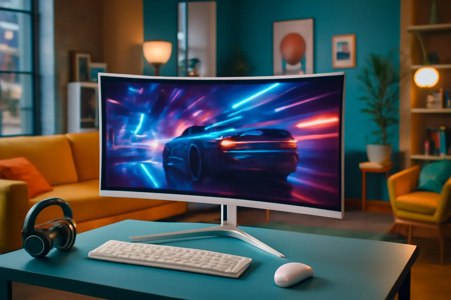 CRUA Monitor De Jogos Branco De 34 Polegadas 144Hz 21:9 1500R Ultra ...